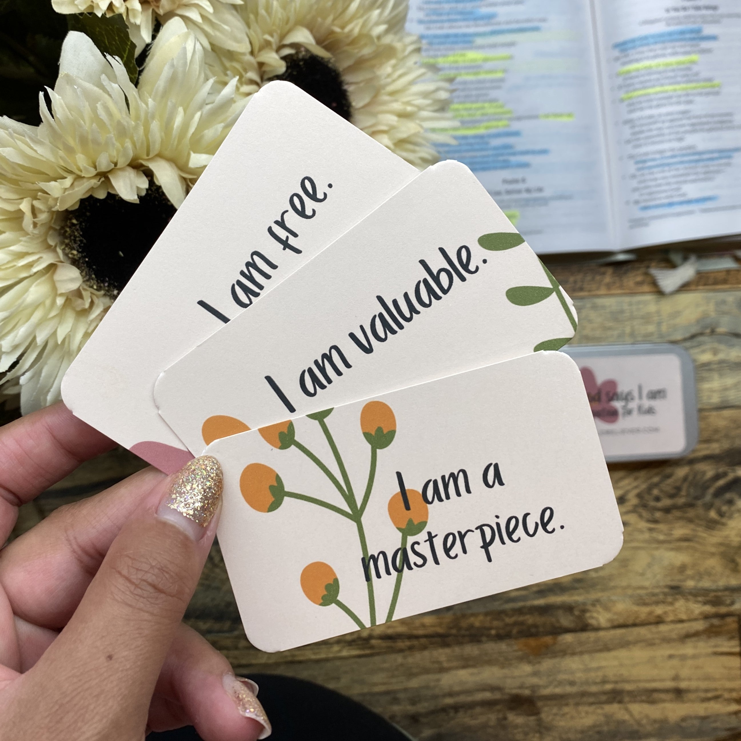 Who God says I am Kids Florals Bible Verse Cards in Tin – Dear Bold ...